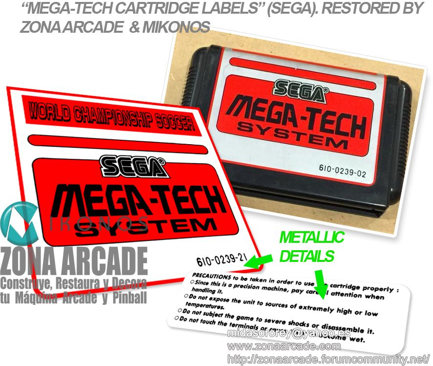 "MEGA-TECH CARTRIDGE LABELS" (SEGA). Restored by Zona Arcade and Mikonos